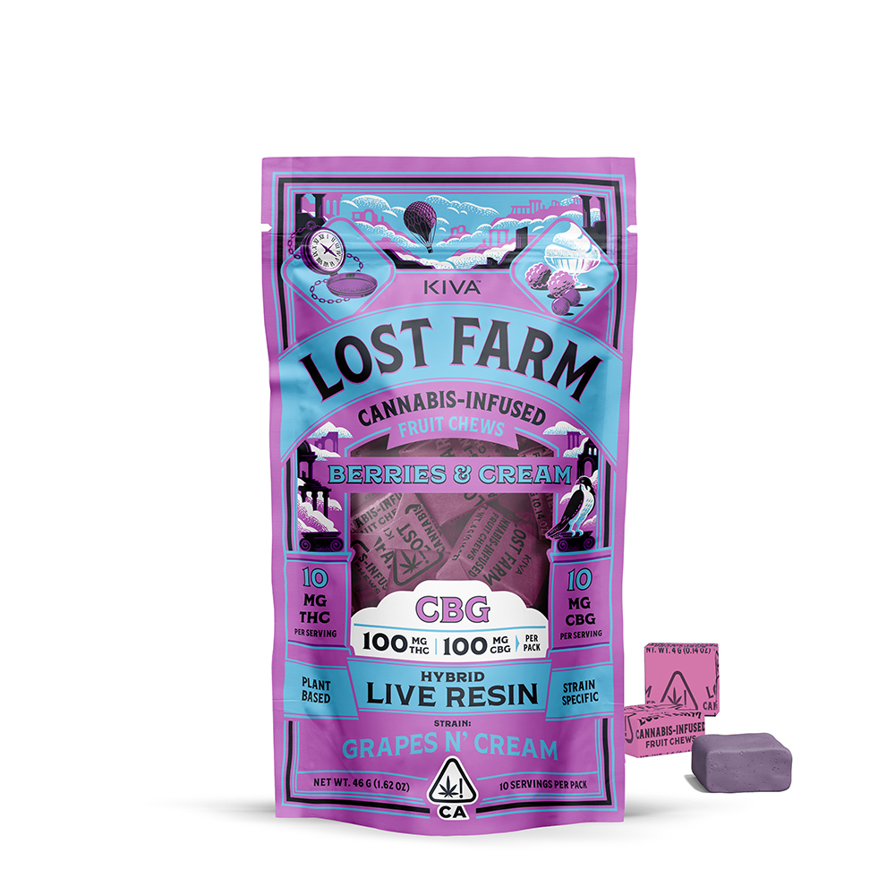 LOST FARM - BERRIES & CREAM 1:1 THC:CBG LIVE RESIN INFUSED FRUIT CHEWS