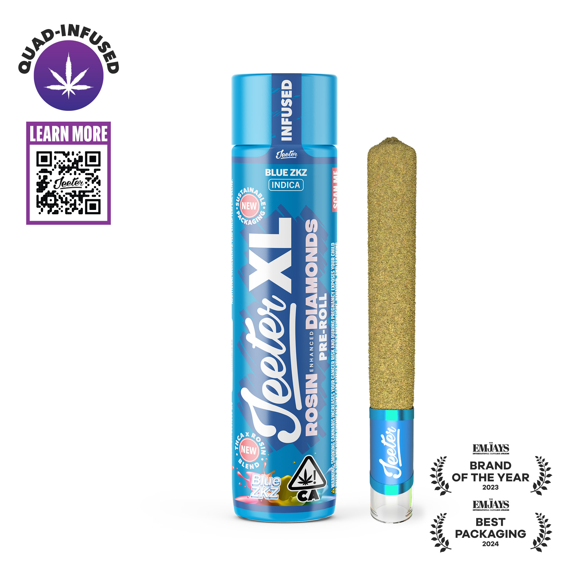 JEETER - BLUE ZKZ ROSIN ENHANCED DIAMONDS XL PREROLL - 2 GRAMS