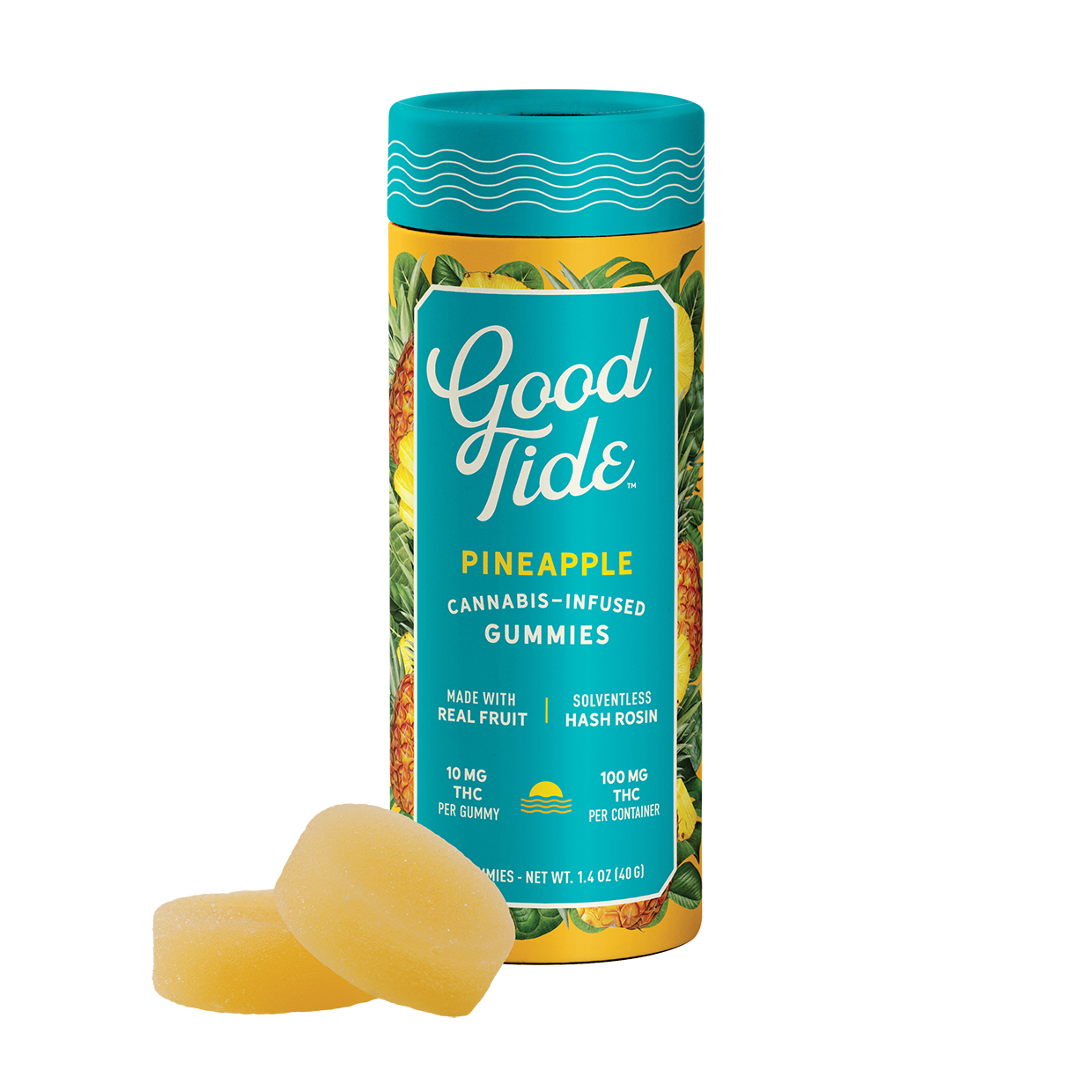 GOOD TIDE - PINEAPPLE SOLVENTLESS HASH ROSIN GUMMIES - 10 PACK