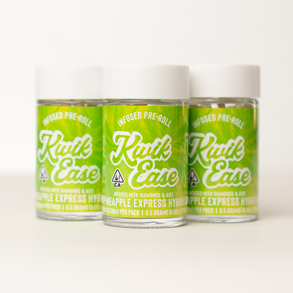 KWIK EASE - PINEAPPLE EXPRESS DIAMOND & KIEF INFUSED PREROLL - 5 PACK