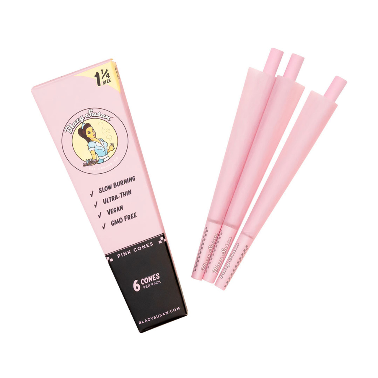 Blazy Susan Ultra Thin Pink Cones 1 1/4 6pk – Premium Cannabis Products ...