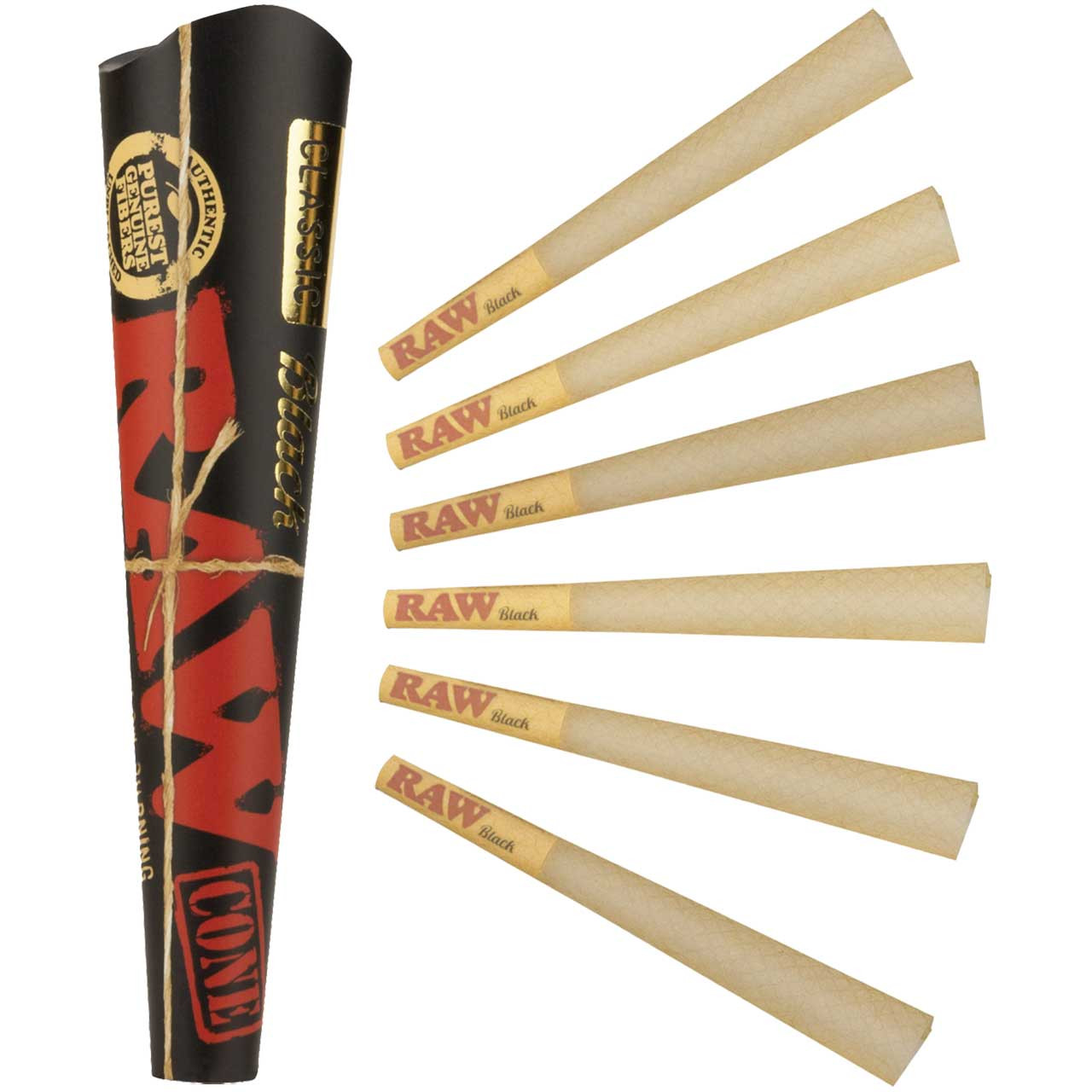 RAW Classic Black 1 1/4 Cones 6pk – Premium Cannabis Products Near Me