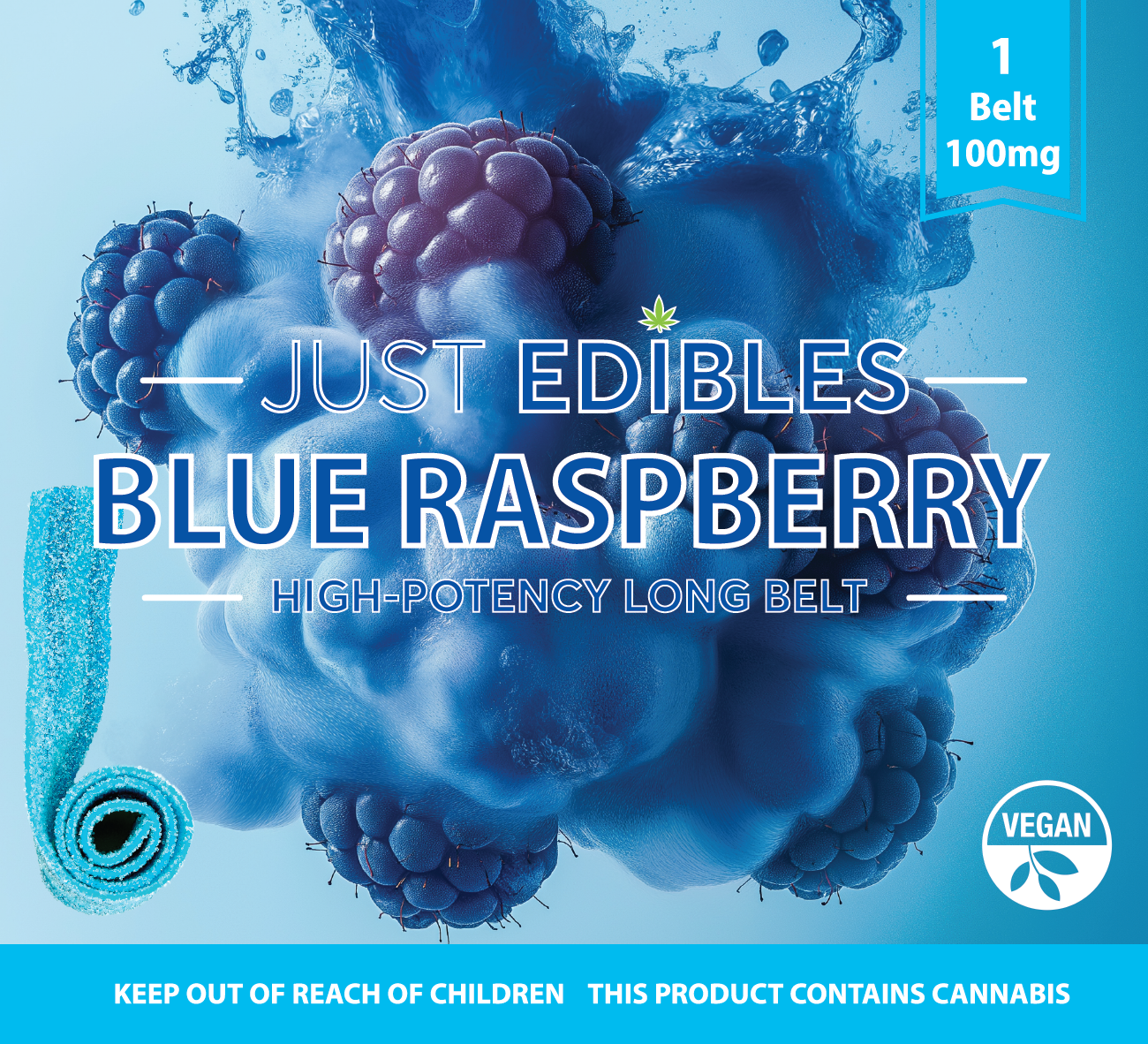 Just Edibles Sour Long Belt Blue Raspberry 100mg 10pc – Premium ...