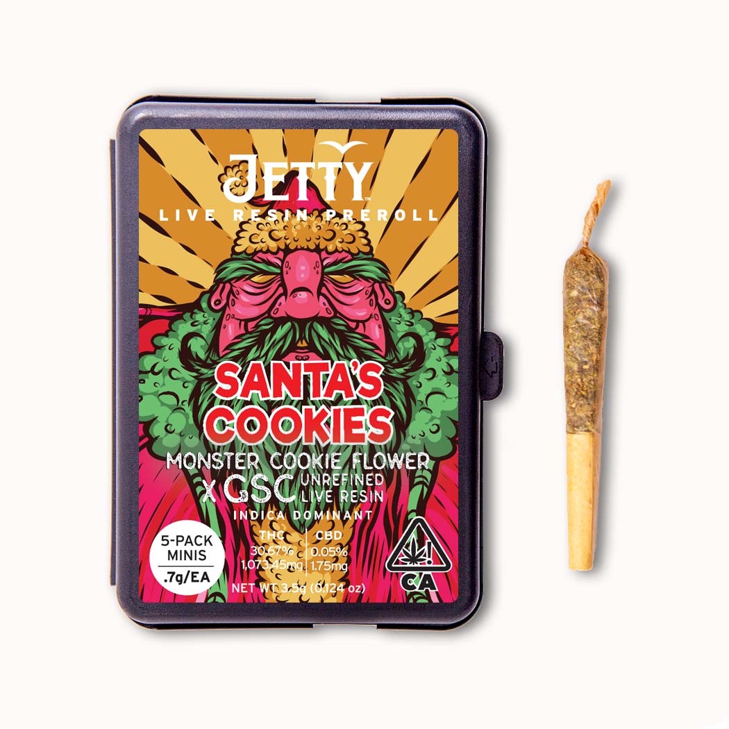 JETTY EXTRACTS - SANTA'S COOKIES INFUSED PREROLLS 3.5G 5/PK