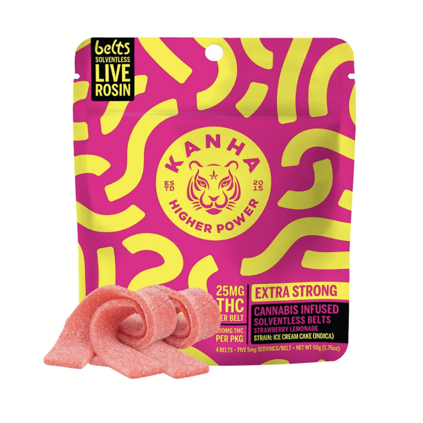 KANHA - NANO SOLVENTLESS ROSIN BELTS INDICA STRAWBERRY LEMONADE 4 PACK 100MG