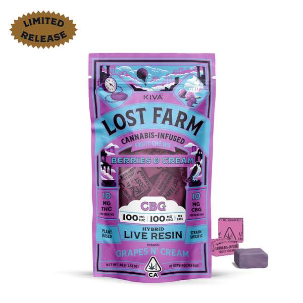 LOST FARM - 10:10 BERRIES & CREAM CBG LIVE RESIN CHEWS 10 PACK 100MG