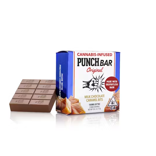 PUNCH EXTRACTS - CARAMEL BITS MILK CHOCOLATE BAR 100MG