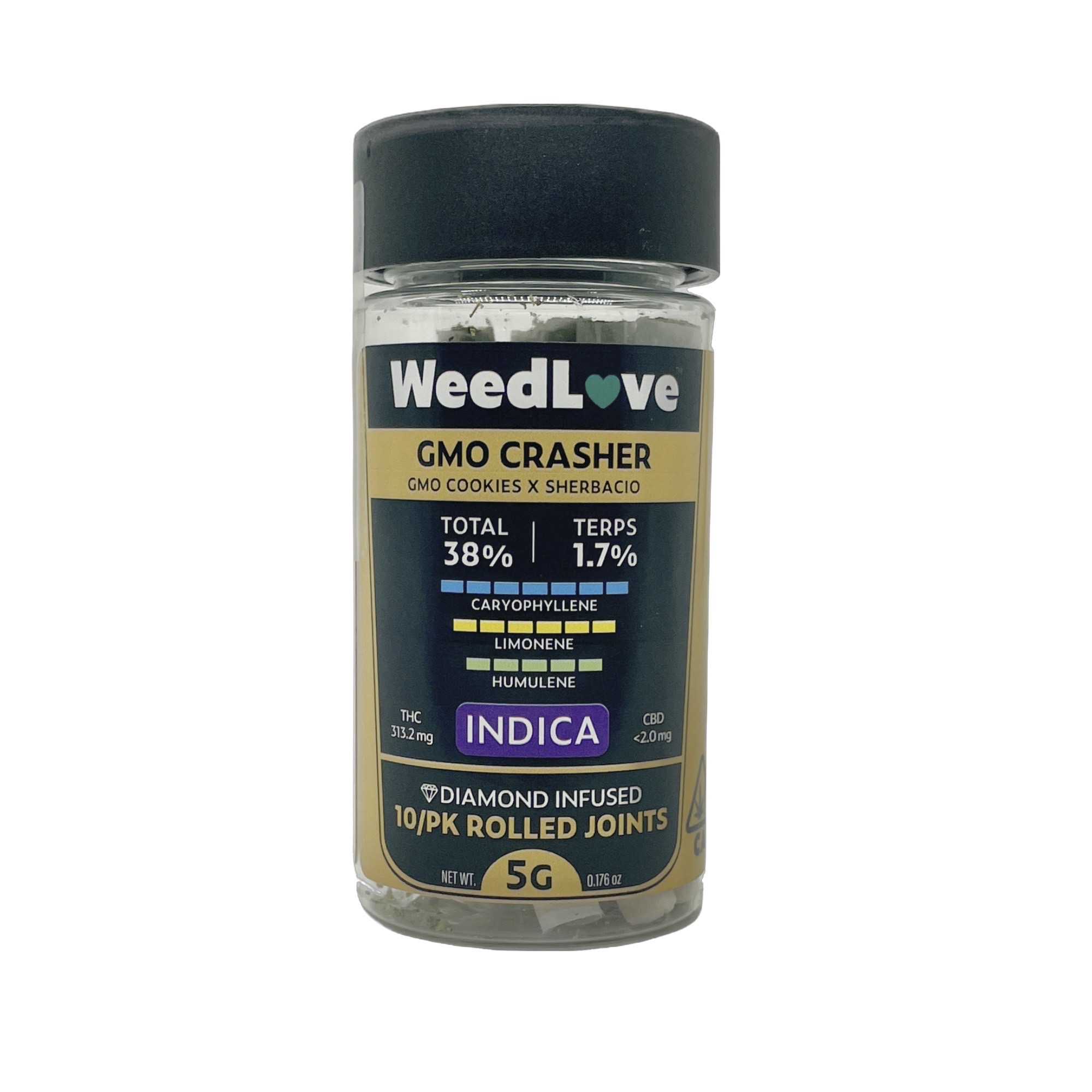 WEEDLOVE - GMO CRASHER INFUSED PREROLLS TEN PACK 5G