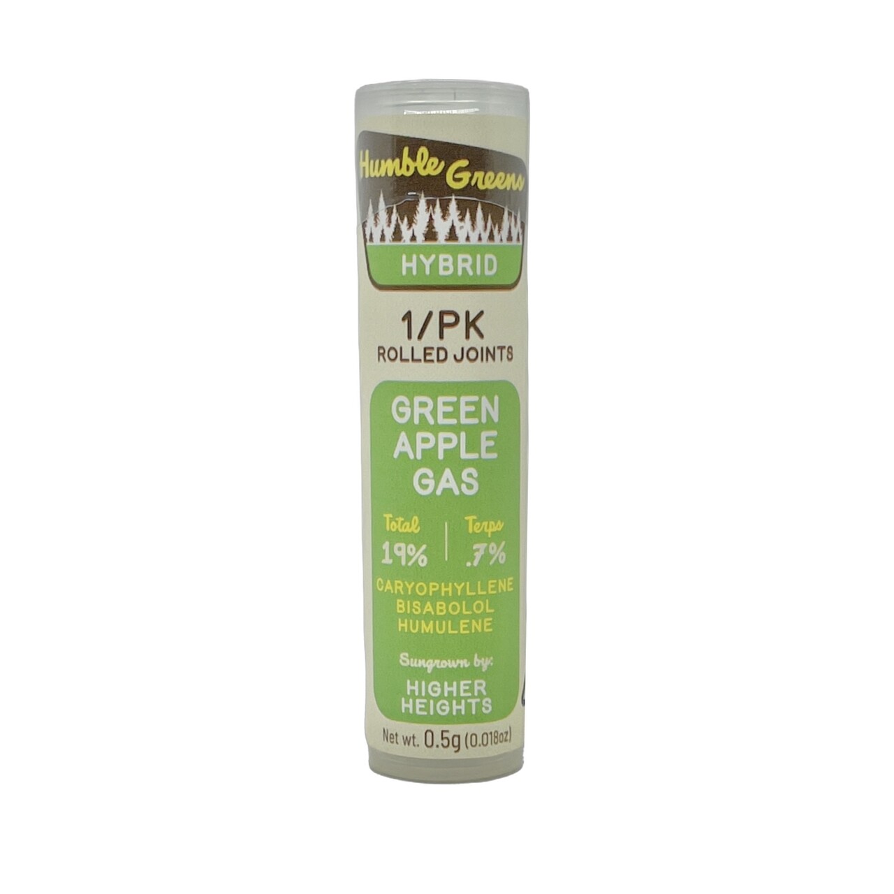 HUMBLE GREENS - GREEN APPLE GAS PREROLLS 1/PK .5G