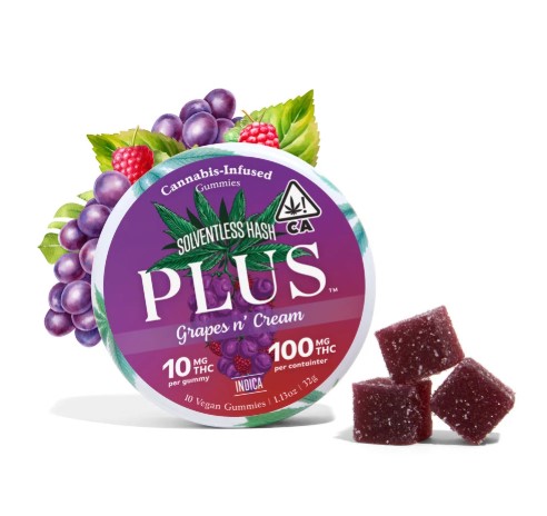 PLUS - GRAPES N' CREAM SOLVENTLESS GUMMIES 10 PACK 100MG