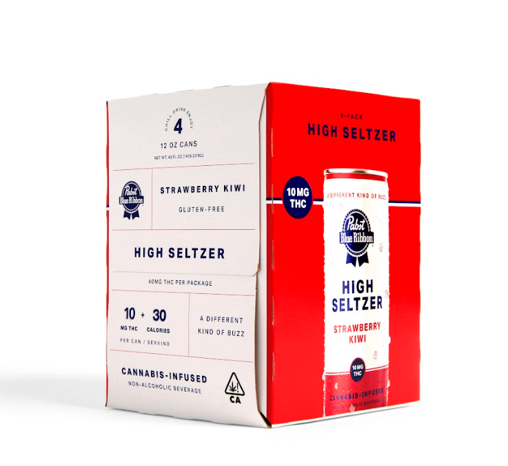 PABST BLUE RIBBON - STRAWBERRY KIWI HIGH SELTZER 4 PACK 40MG