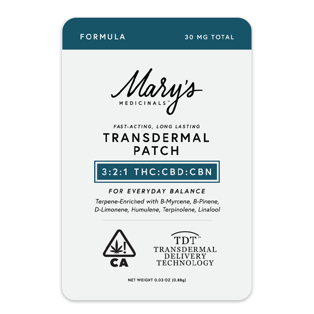 MARY'S MEDICINALS - FORMULA 3:2:1 TRANSDERMAL PATCH - THC:CBD:CBN