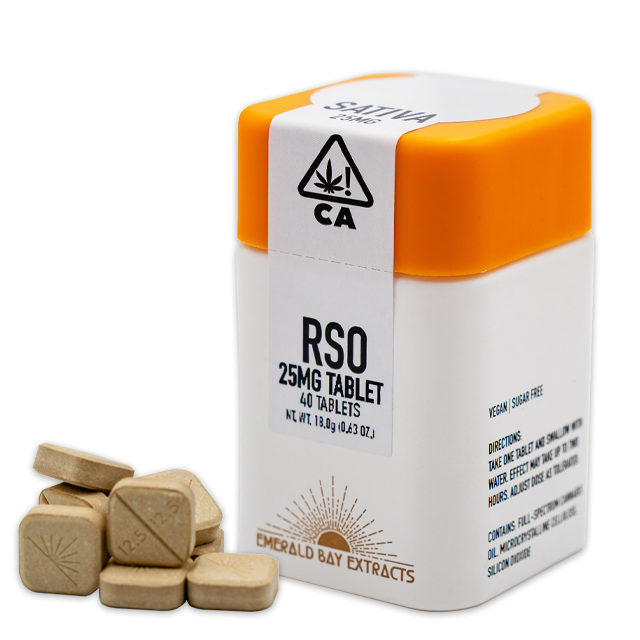 EMERALD BAY EXTRACTS - 25MG SATIVA RSO FULL SPECTRUM TABLET ...