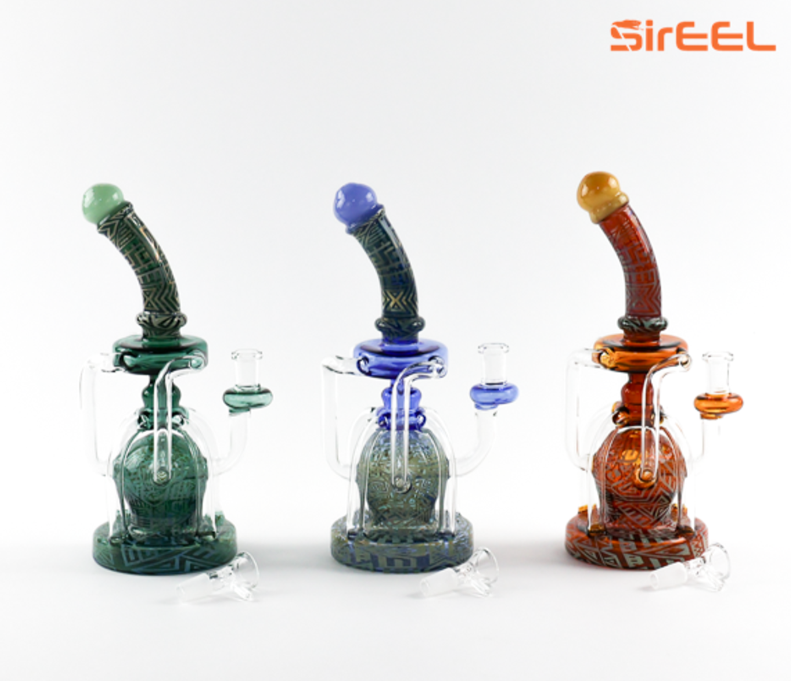 LUVBUDS - SirEEL - 10" Etched 7x Recycler Rig, Assorted Colors | The ...