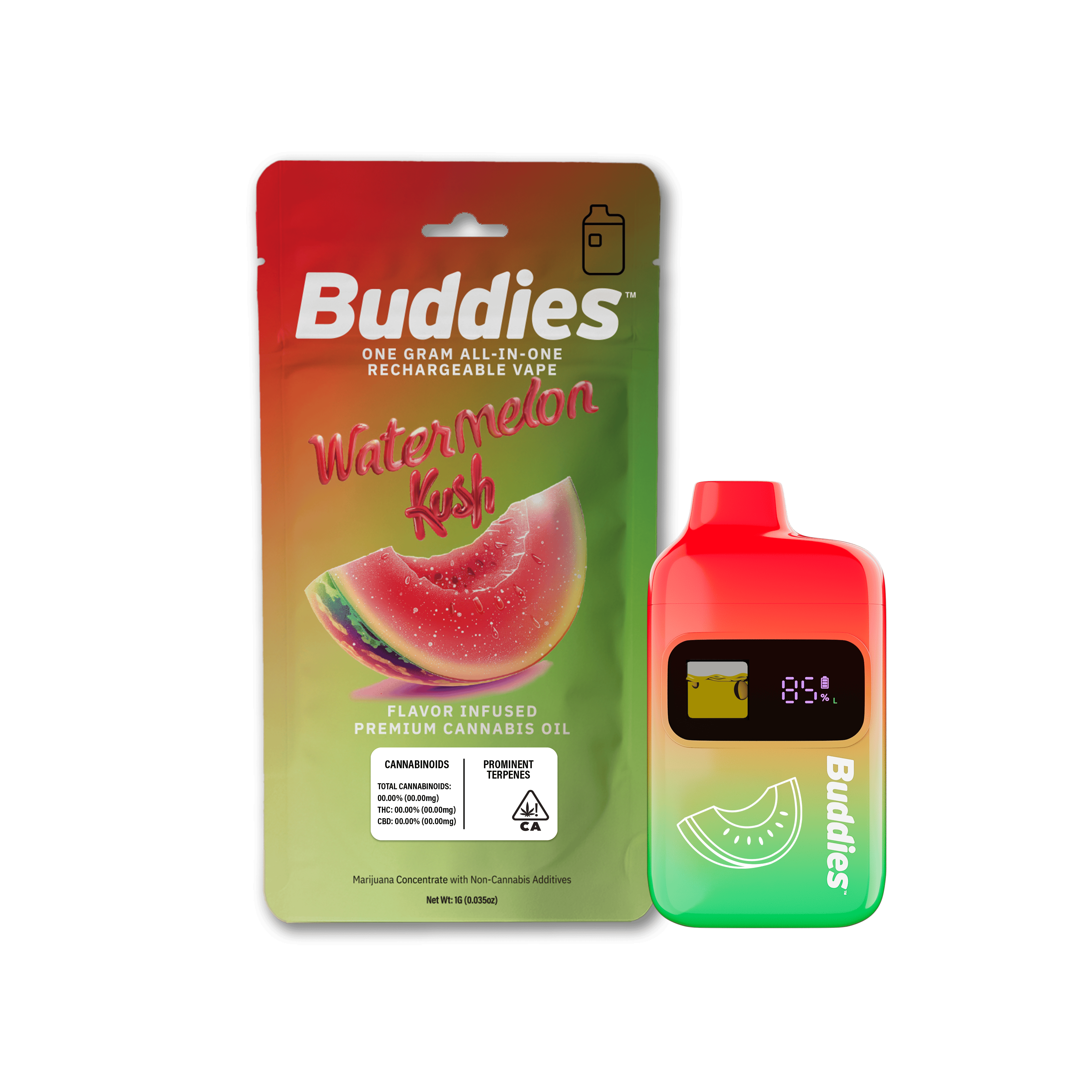 BUDDIES - WATERMELON KUSH - PALM - FLAVOR INFUSED - AIO VAPE - 1 g ...