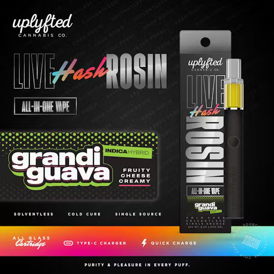 UPLYFTED CANNABIS CO. - Uplyfted-Grandi Guava-Live Rosin-AIO Disposable ...