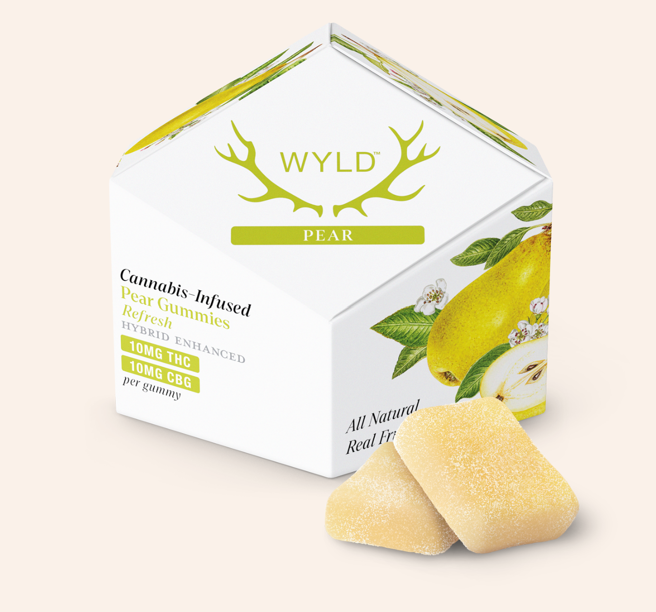 WYLD - PEAR HYBRID 1:1 THC:CBG - GUMMIES - 100MG - 10PK
