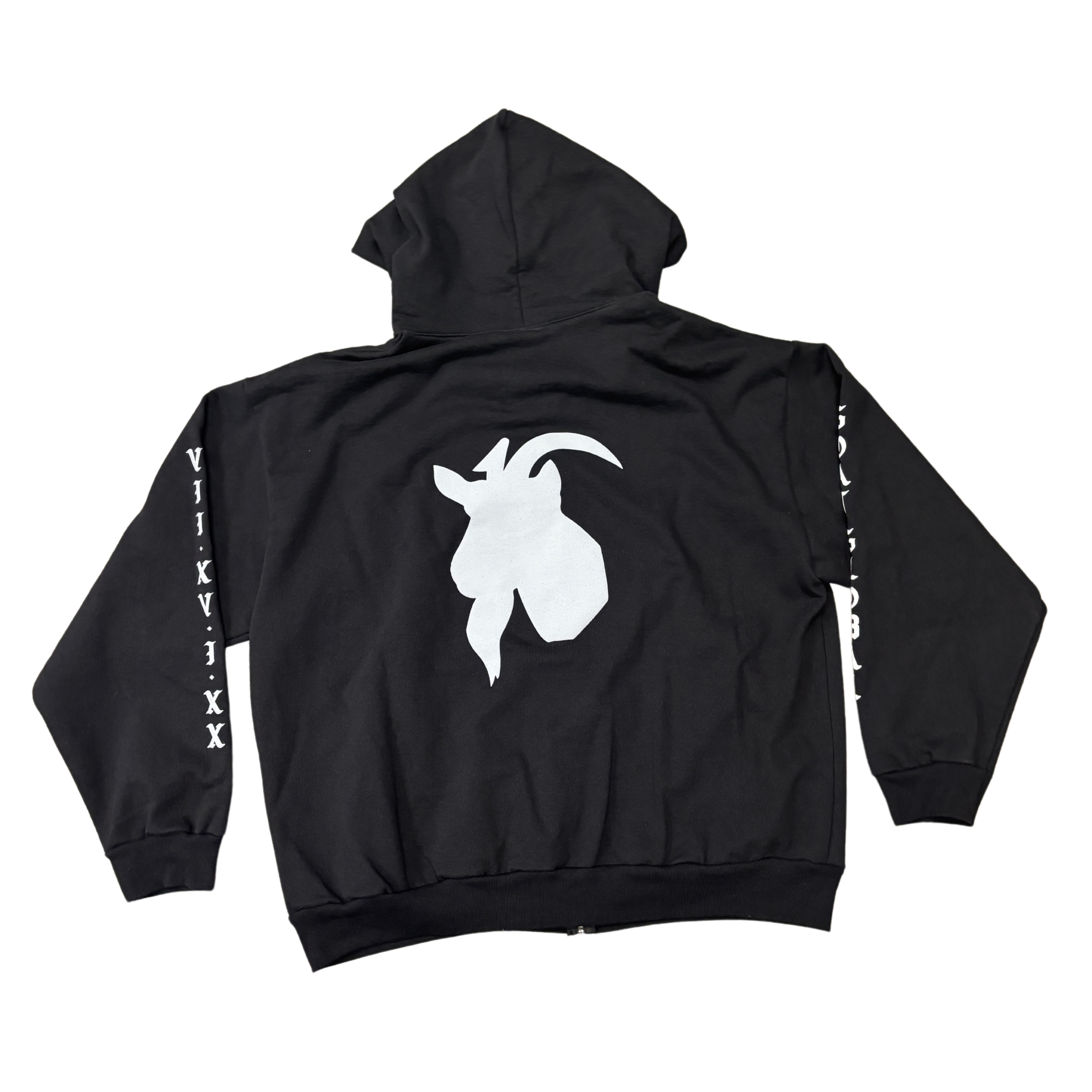 GOAT GLOBAL - GOAT GLOBAL | BW GOAT LOGO ZIP UP HOODIE MEDIUM