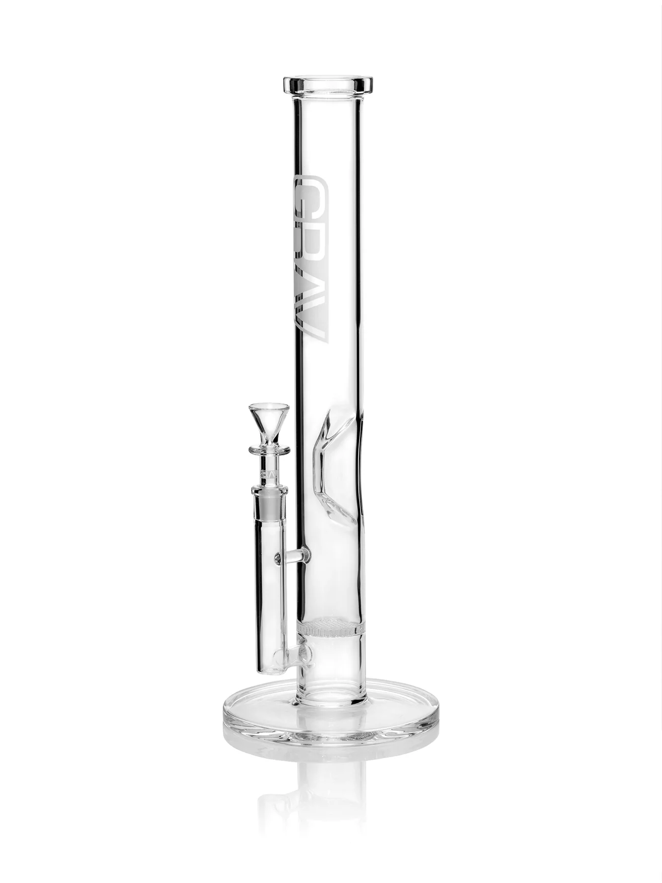 GRAV - LARGE, CLEAR STRAIGHT BASE WATER PIPE