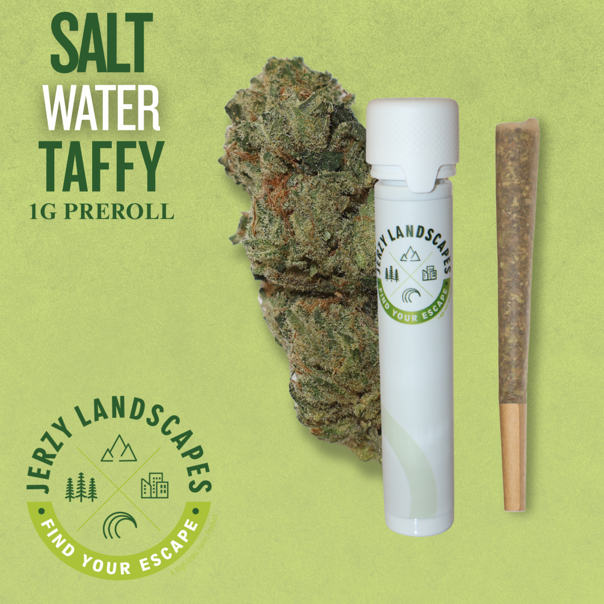 JERZY LANDSCAPES - SALT WATER TAFFY | 1:1 THC:CBD PRE-ROLL - 1 g ...