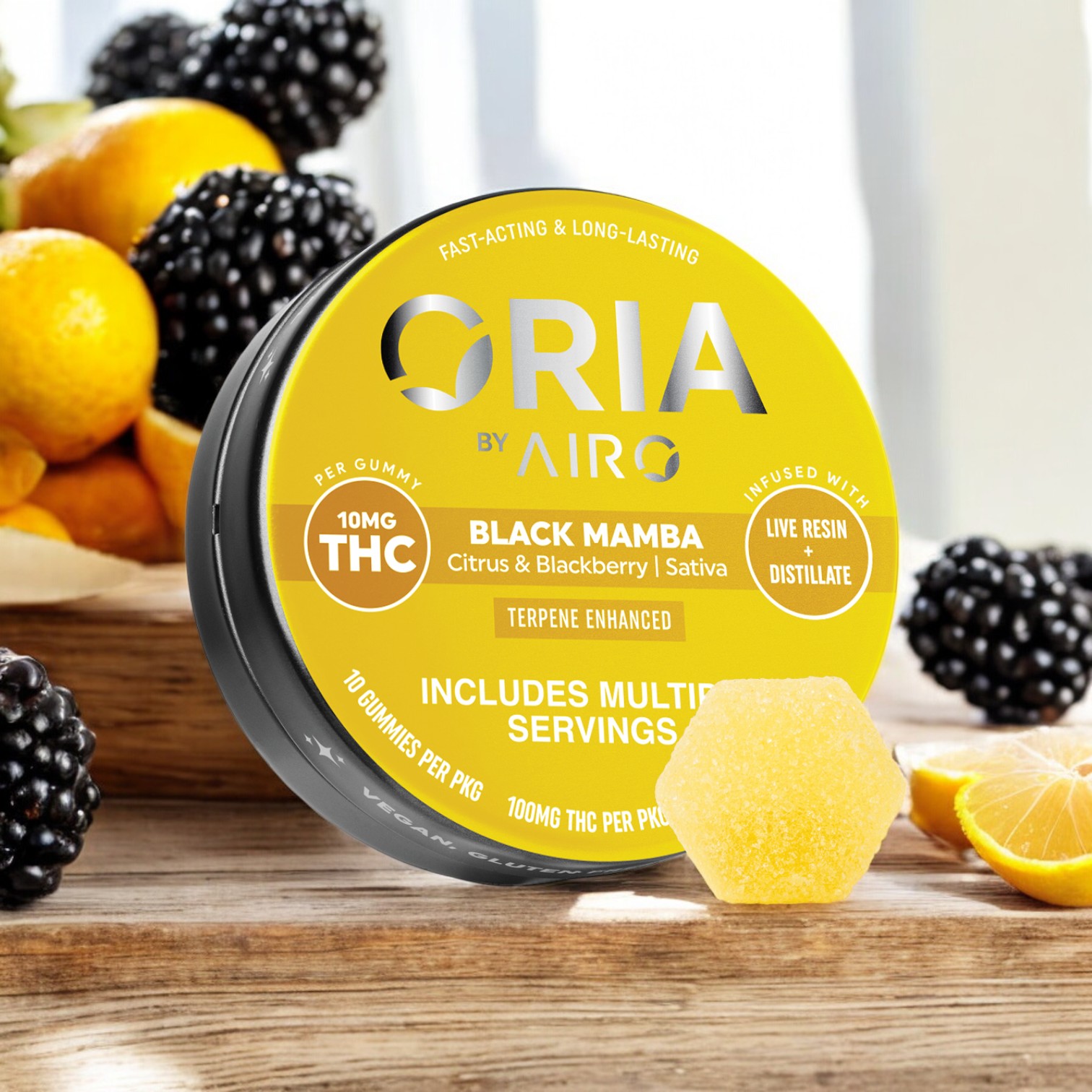 ORIA BY AIRO - BLACK MAMBA - LIVE RESIN GUMMIES - 10 PACK - 100 mg
