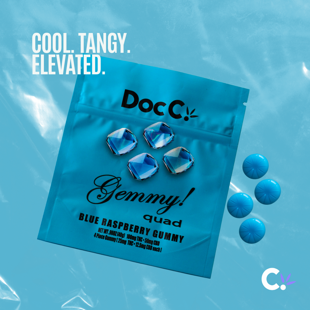 Order Doc C Blue Raspberry Gemmy 4pk (25mg THC : 12.5mg CBD Each ...