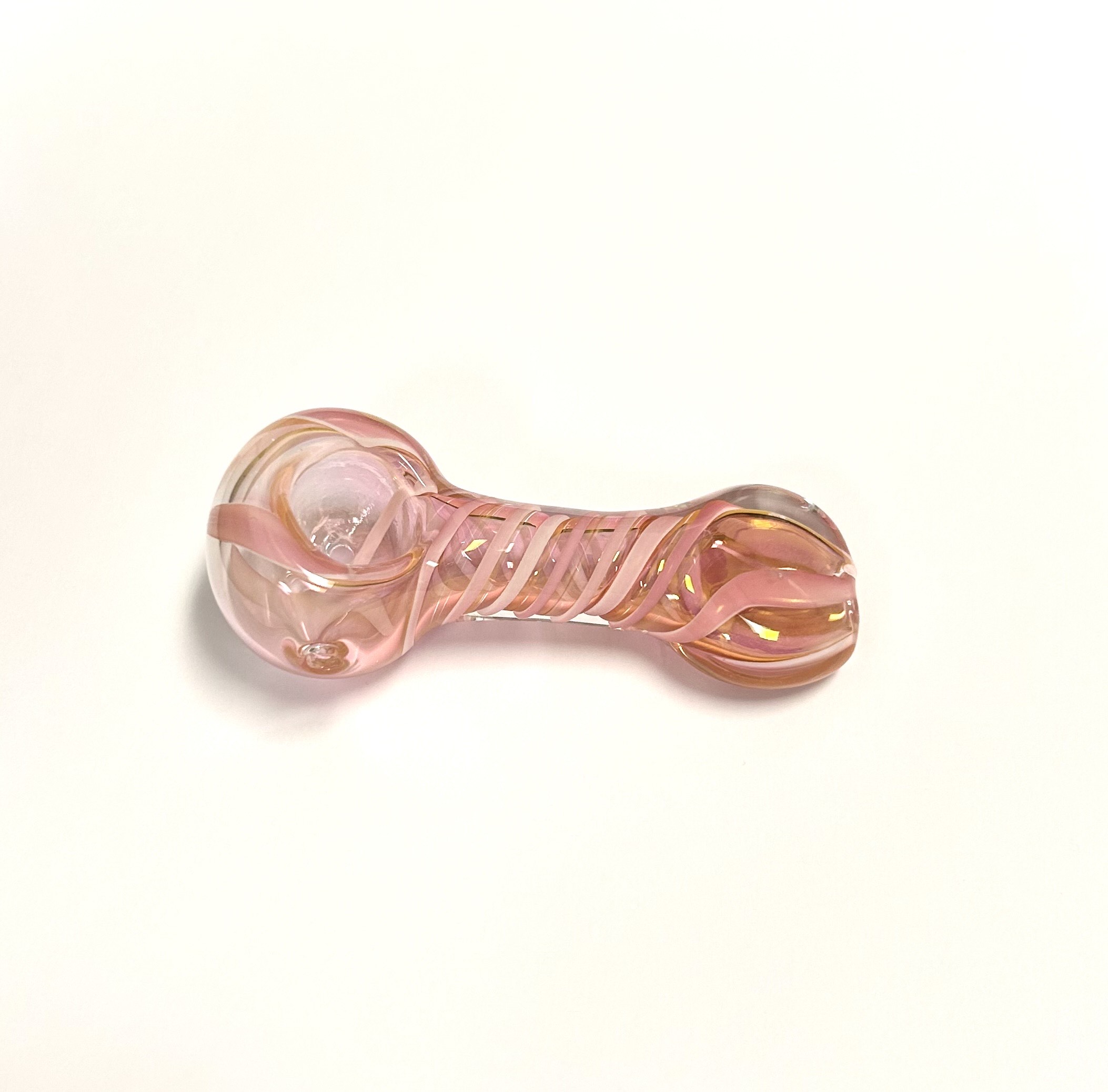 MIGHTY QUINN - CA MADE HANDBLOWN PINK/WHITE TWIST PIPE