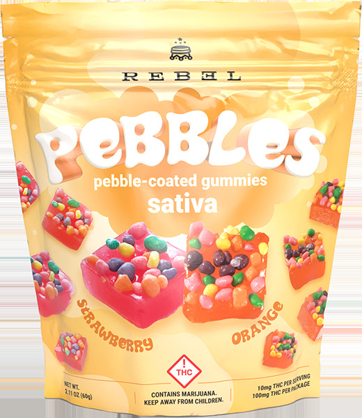 REBEL - PEBBLES - SATIVA - CANDY COATED GUMMIES - 100MG