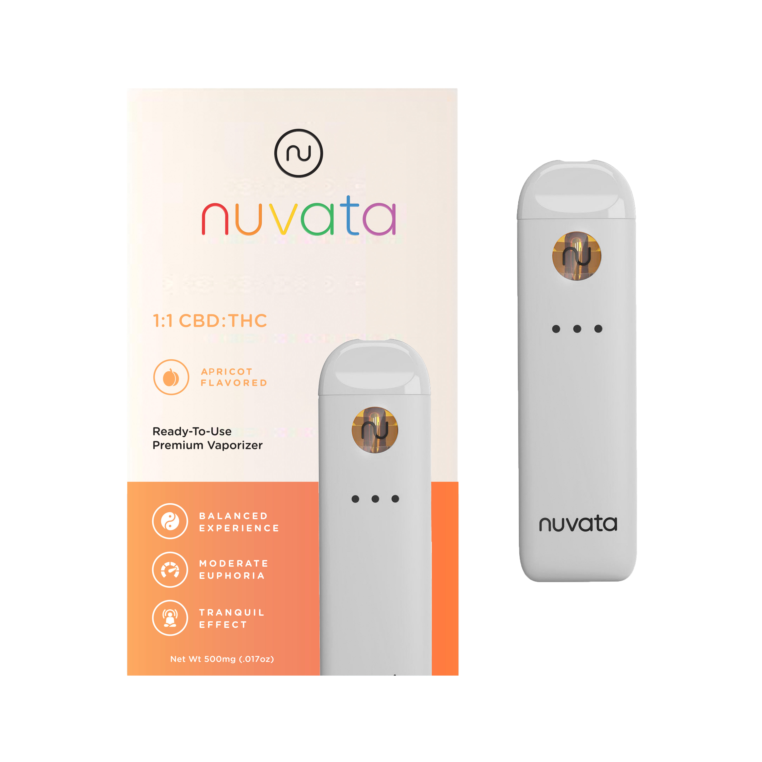 NUVATA - Nuvata 0.5g Flow 1:1 THC:CBD (Apricot) Disposable - Sample