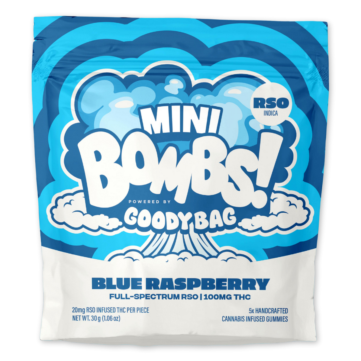 GOODY BAG - GUMMY | RSO | THE BOMBS | BLUE RASPBERRY | 100MG | 5PK