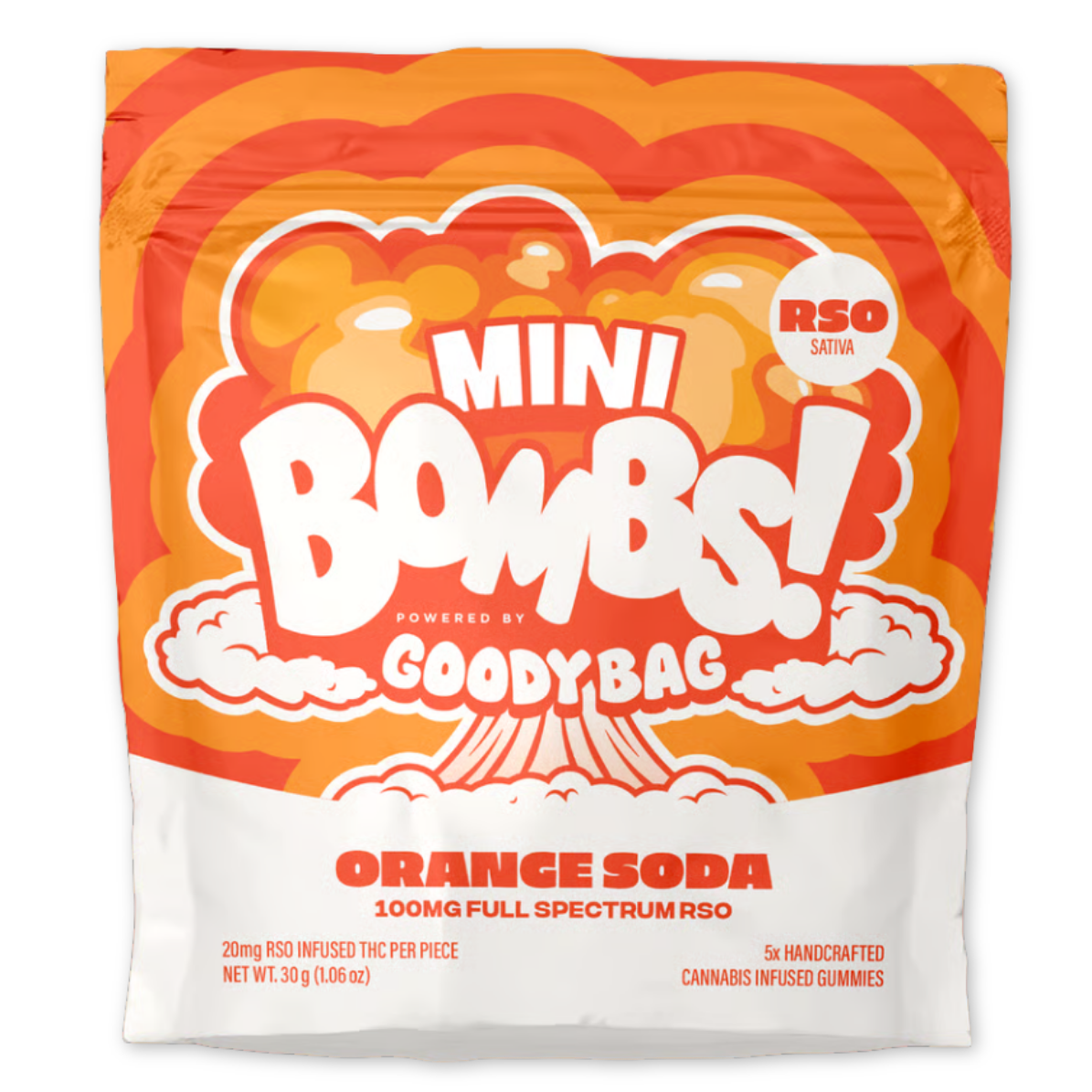 GOODY BAG - GUMMY | RSO | THE BOMBS | ORANGE SODA | 100MG | 5PK